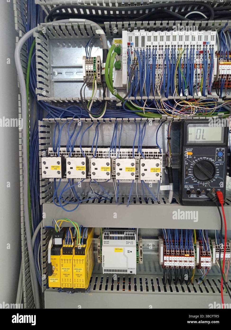 Electromagnetic contactors in the electrical panel. Electrical panel ...