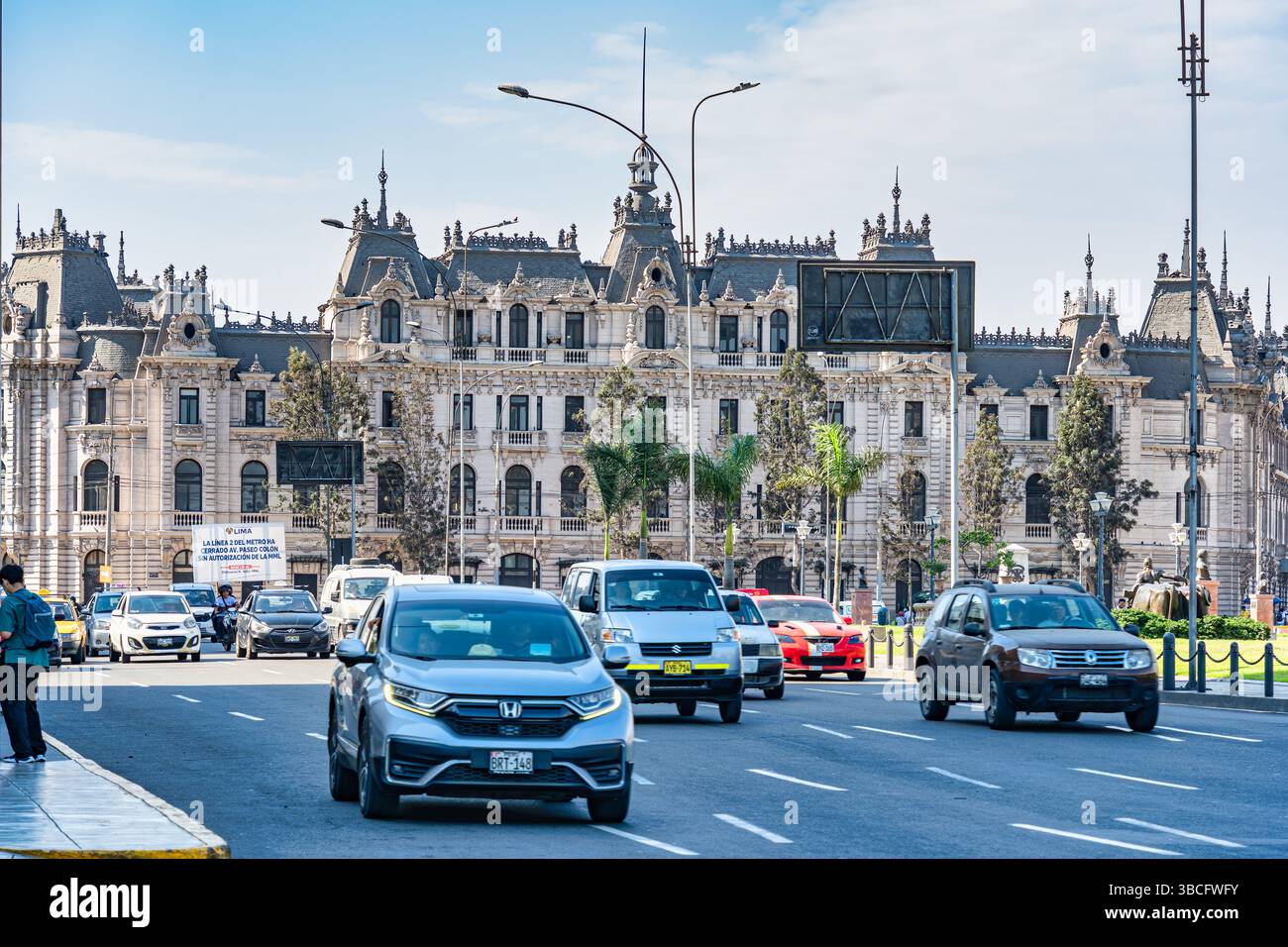 Lima, Peru - March 11, 2025: Busy street traffic in the center of Lima ...