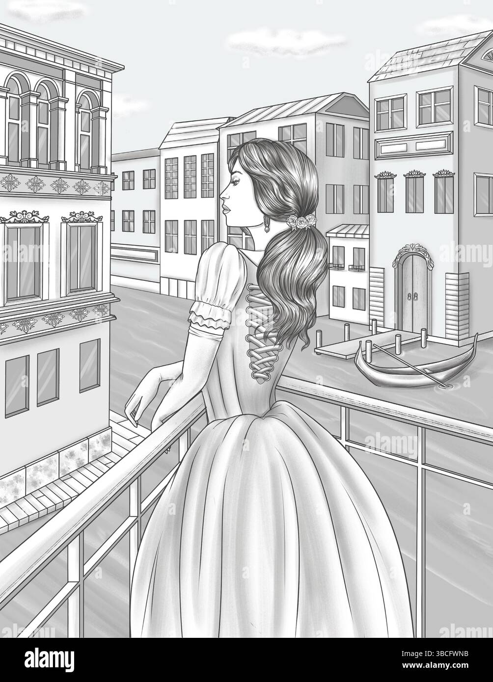 Lady line drawing hi-res stock photography and images - Alamy