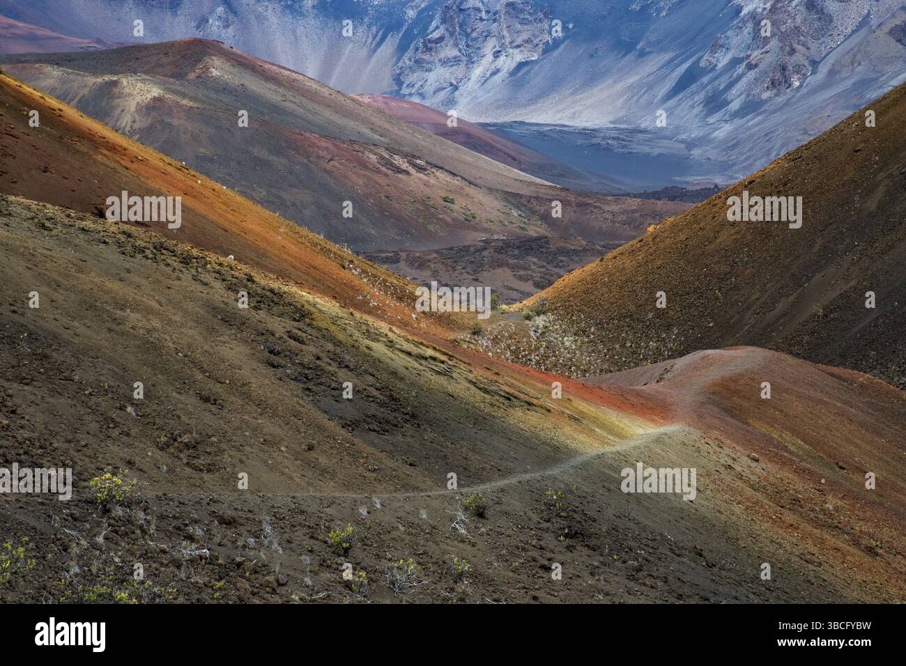 The barren ground of the stony desert glows in bright colours Stock ...