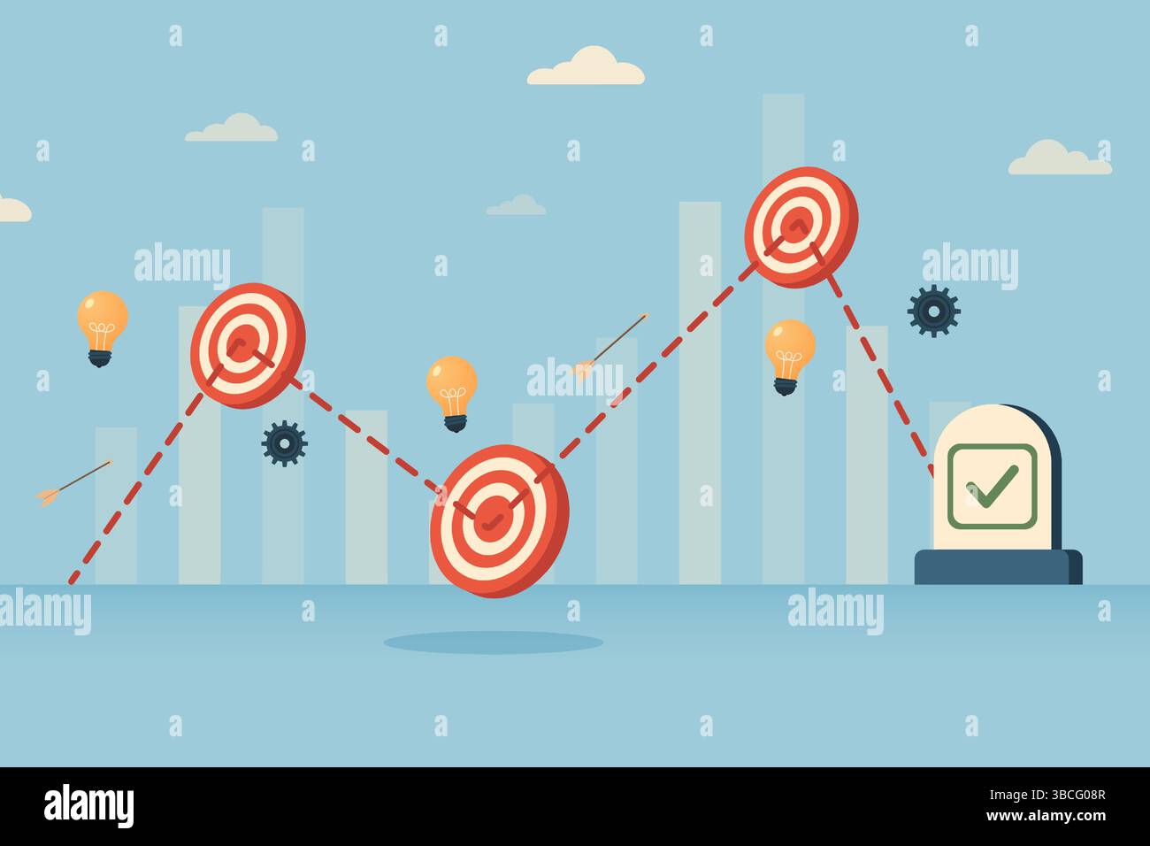 Infographics of achieving goals in business and life and the concept of ...