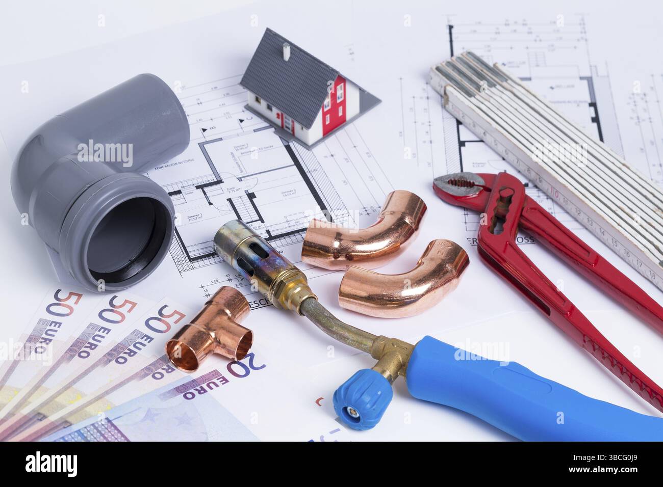 The photo shows various materials, tools of an installation company ...
