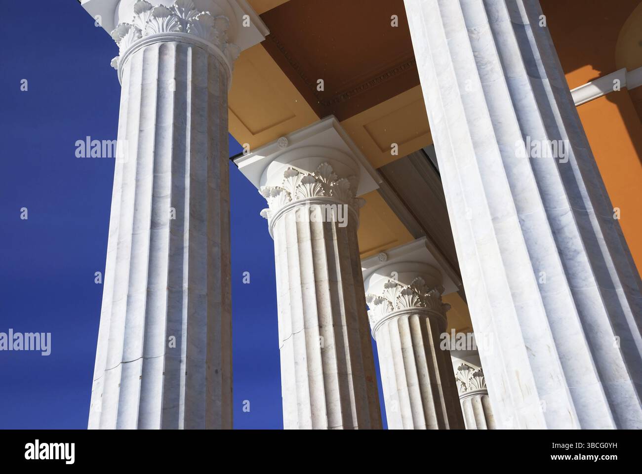 Architecture, classical columns against blue sky, horizontal Stock ...