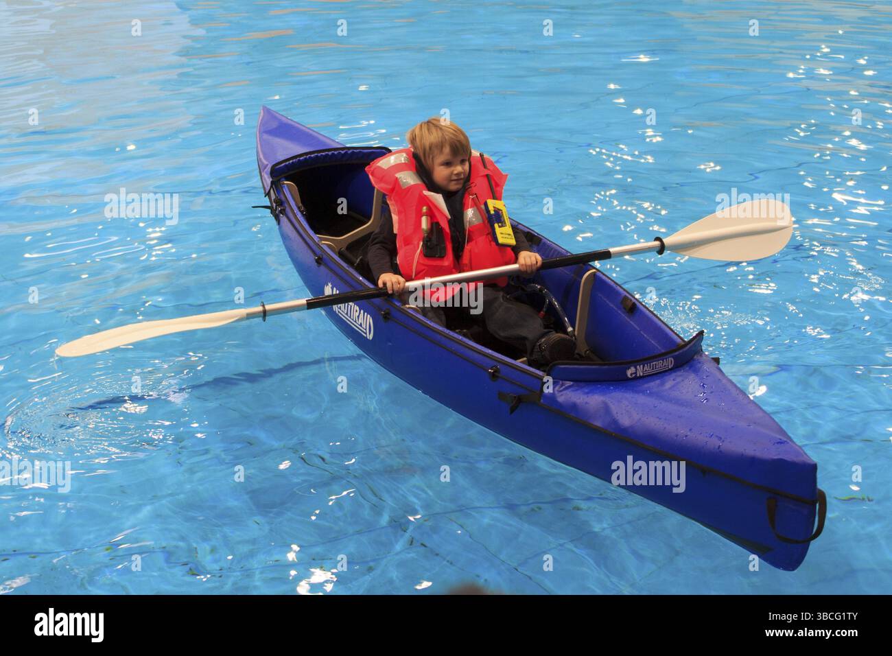 Safety first: At the presentation of the folding kayak Stock Photo - Alamy