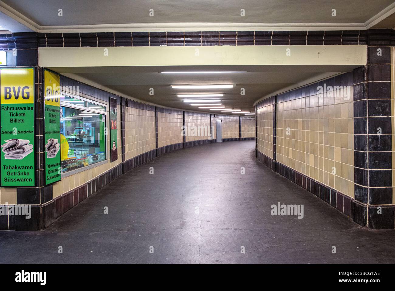 U-Bahn Pedestrian's Tunnel at Paradestrasse, Berlin, Germany, aliong ...