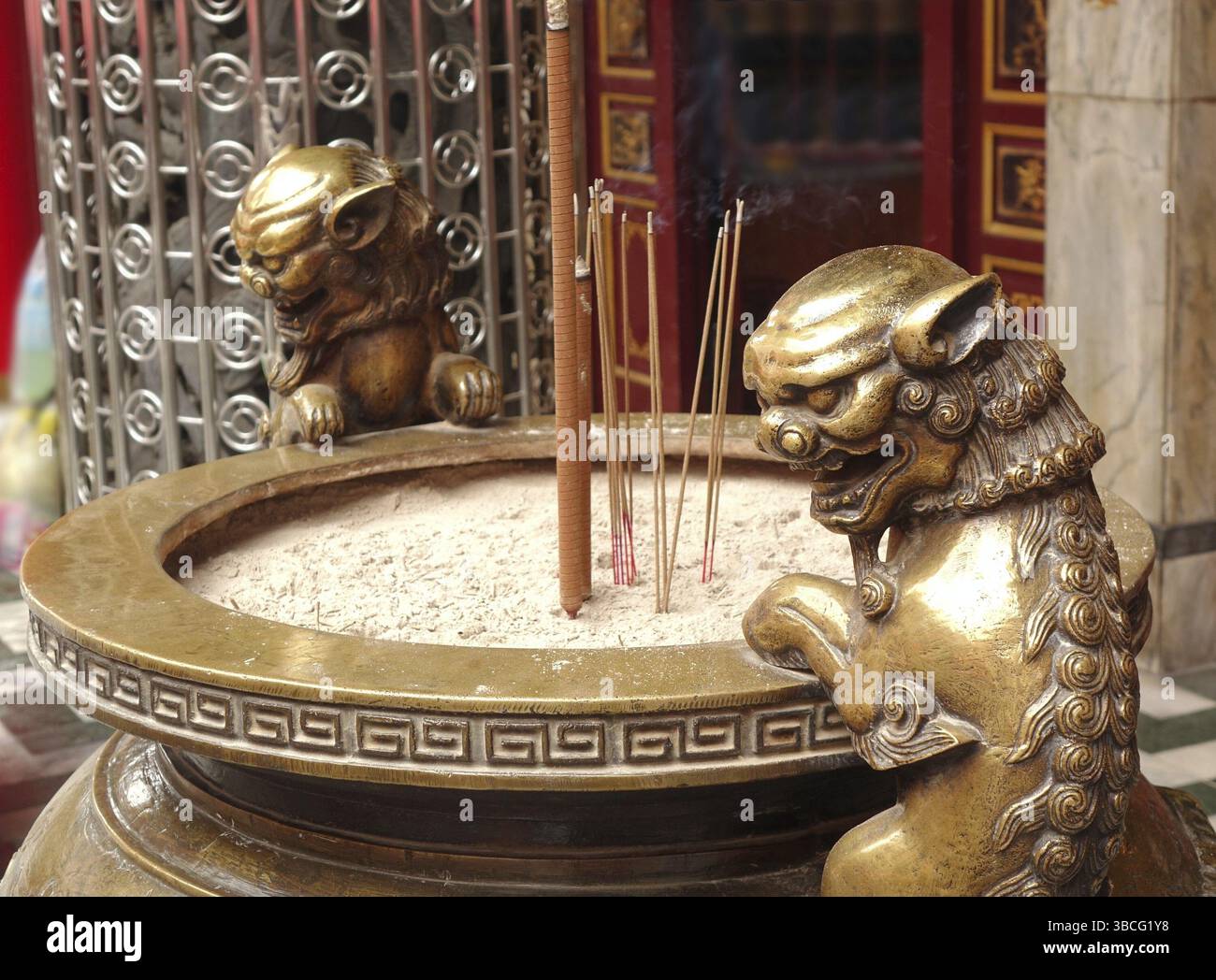 A large ceremonial bronze vessel used for the burning of incense Stock Photo - Alamy