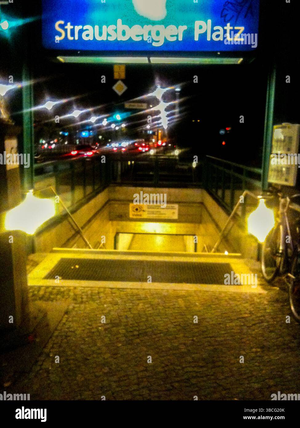Berlin, Germany. Entrance to the Capitols U-Bahn Station Strausberger ...