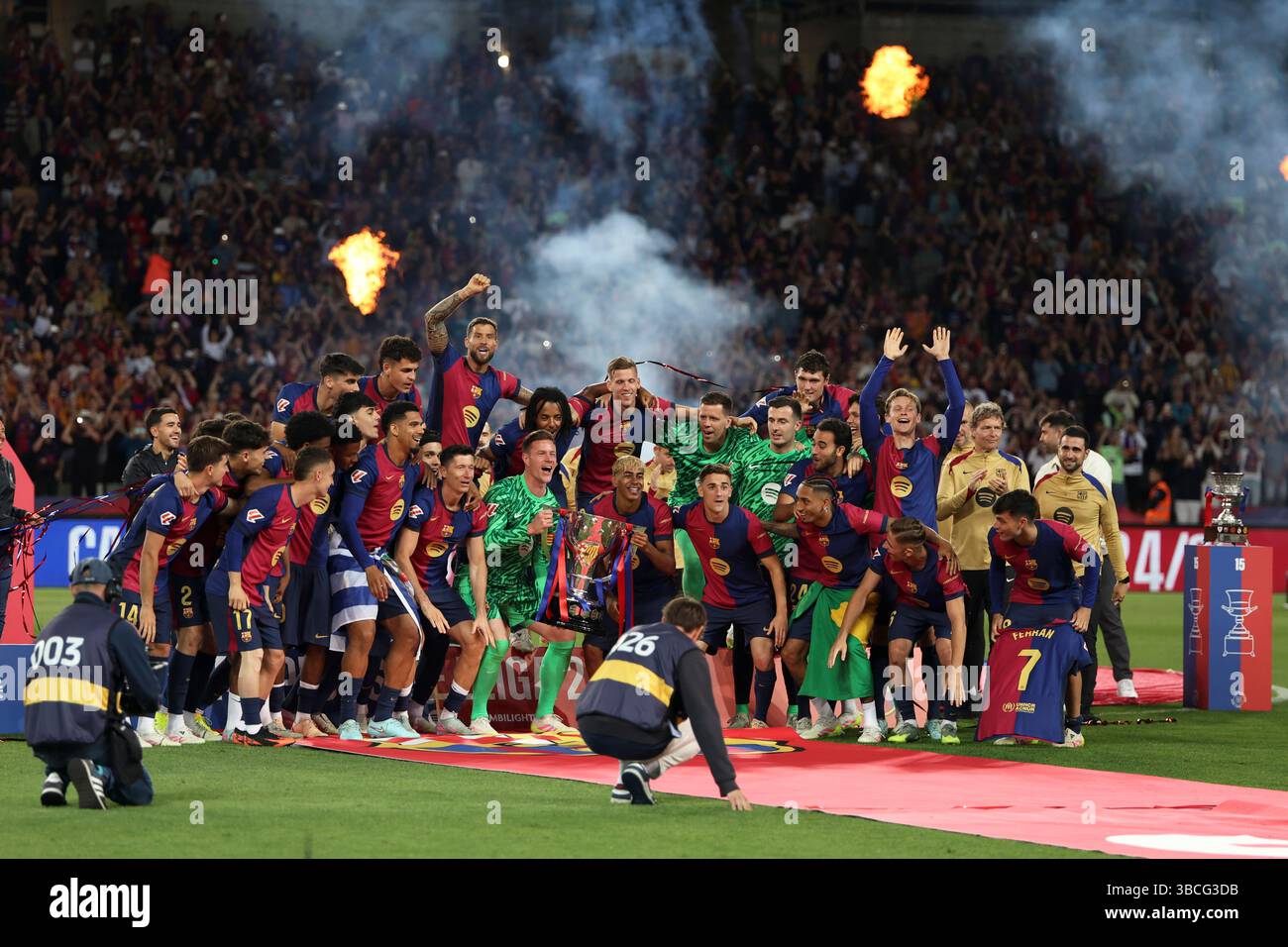 Barcelona, Spain. 18th, May 2025. The players of FC Barcelona seen in ...