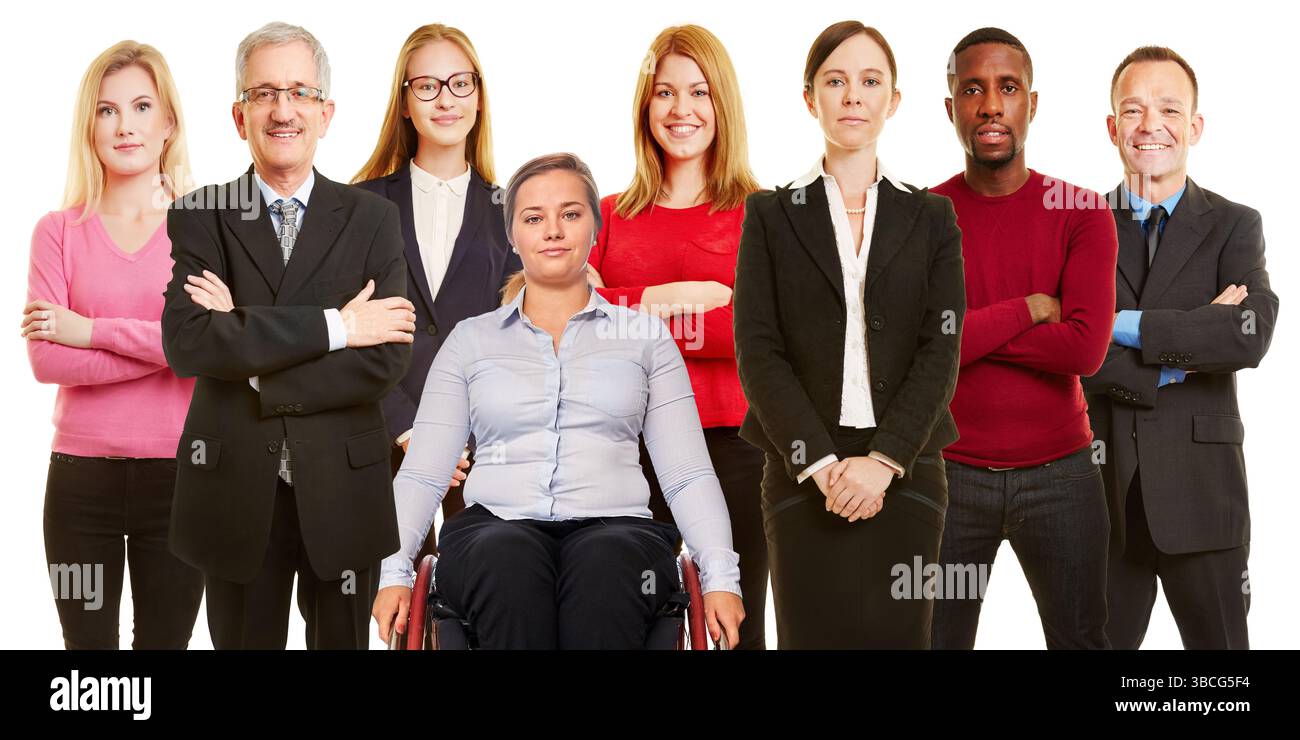 Business people and office workers of different generations as an ...