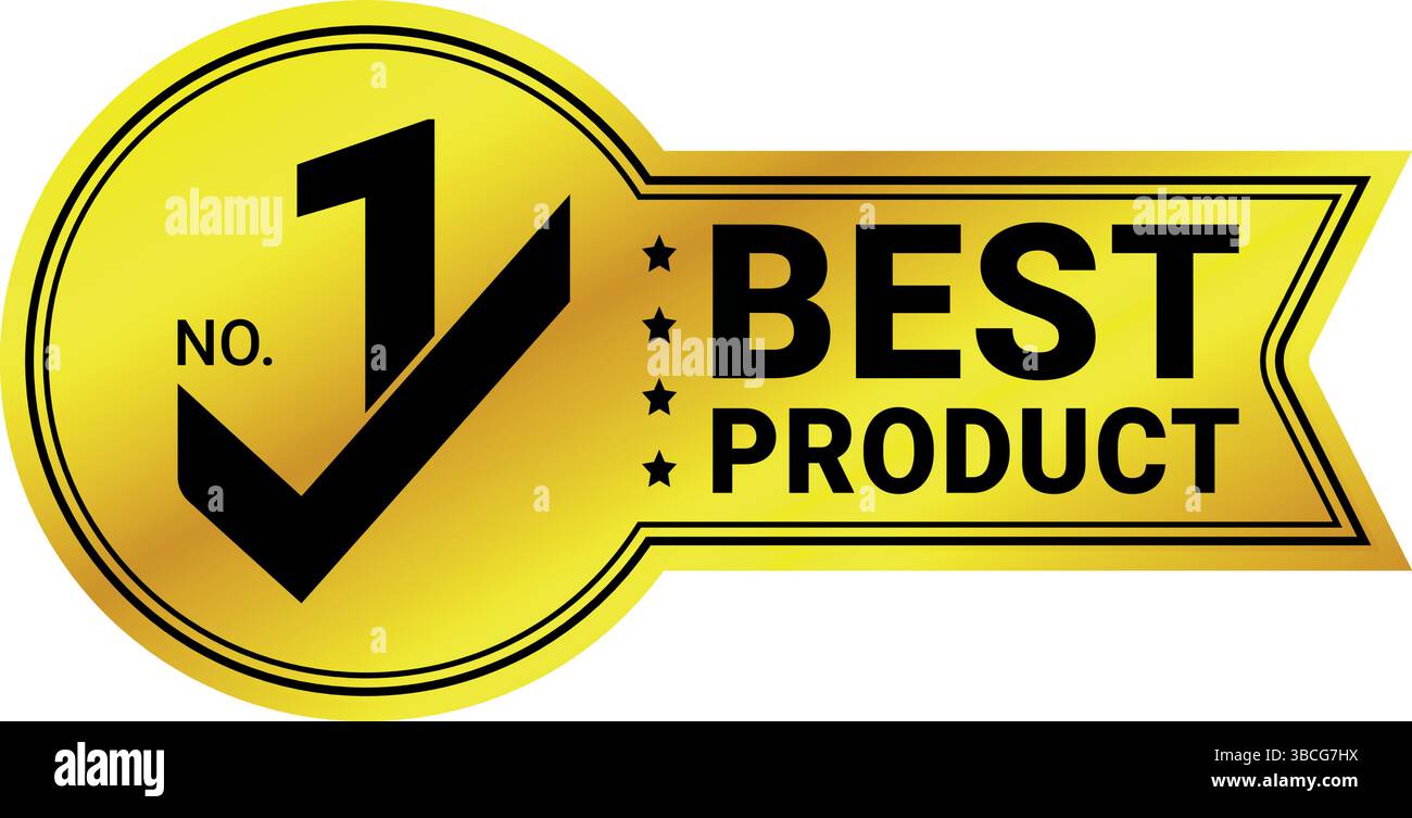 Golden no. 1 best product badge with stars and bold text, used for high ...