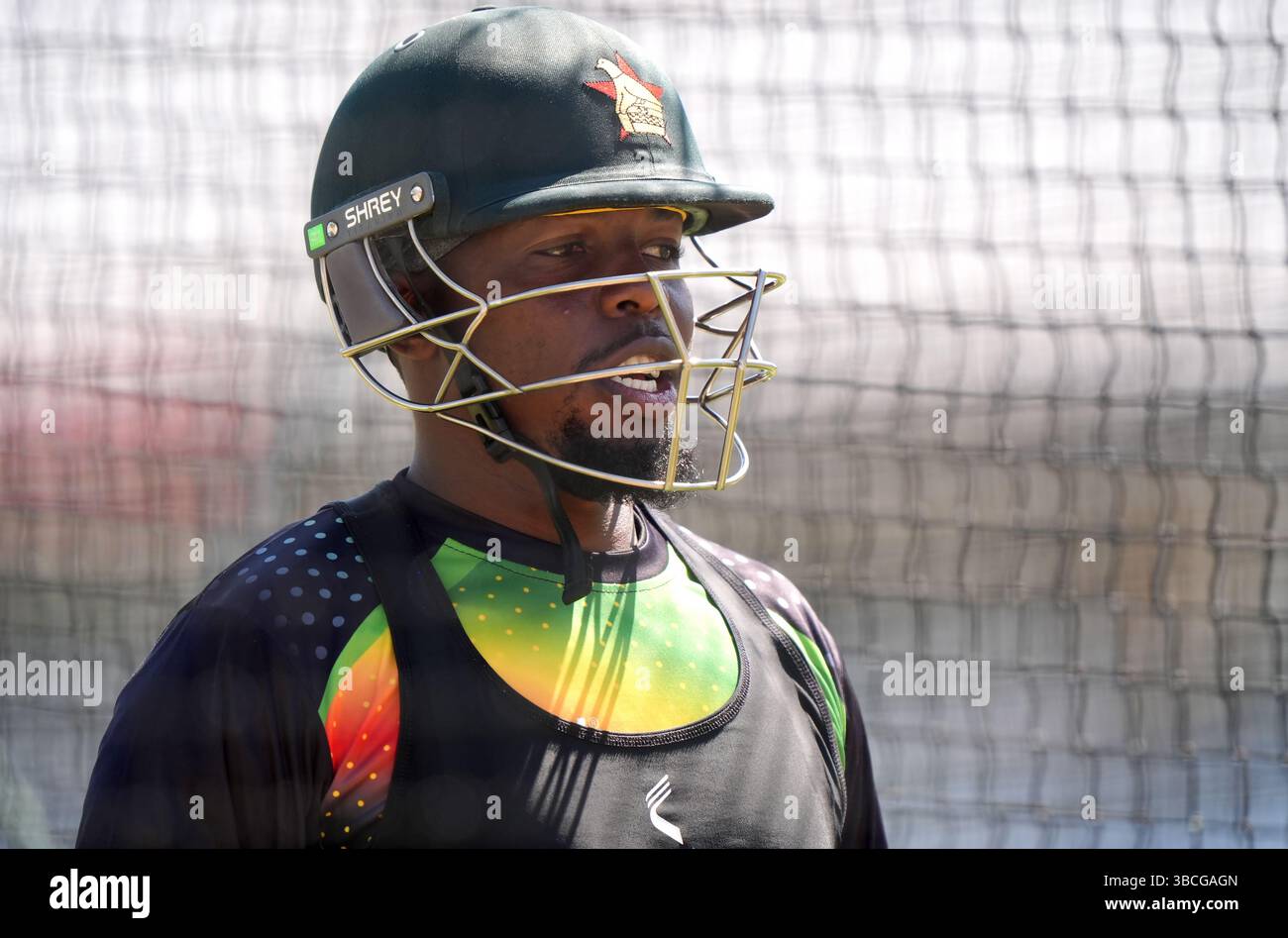 Zimbabwe's Wellington Masakadza during a nets session at Trent Bridge ...