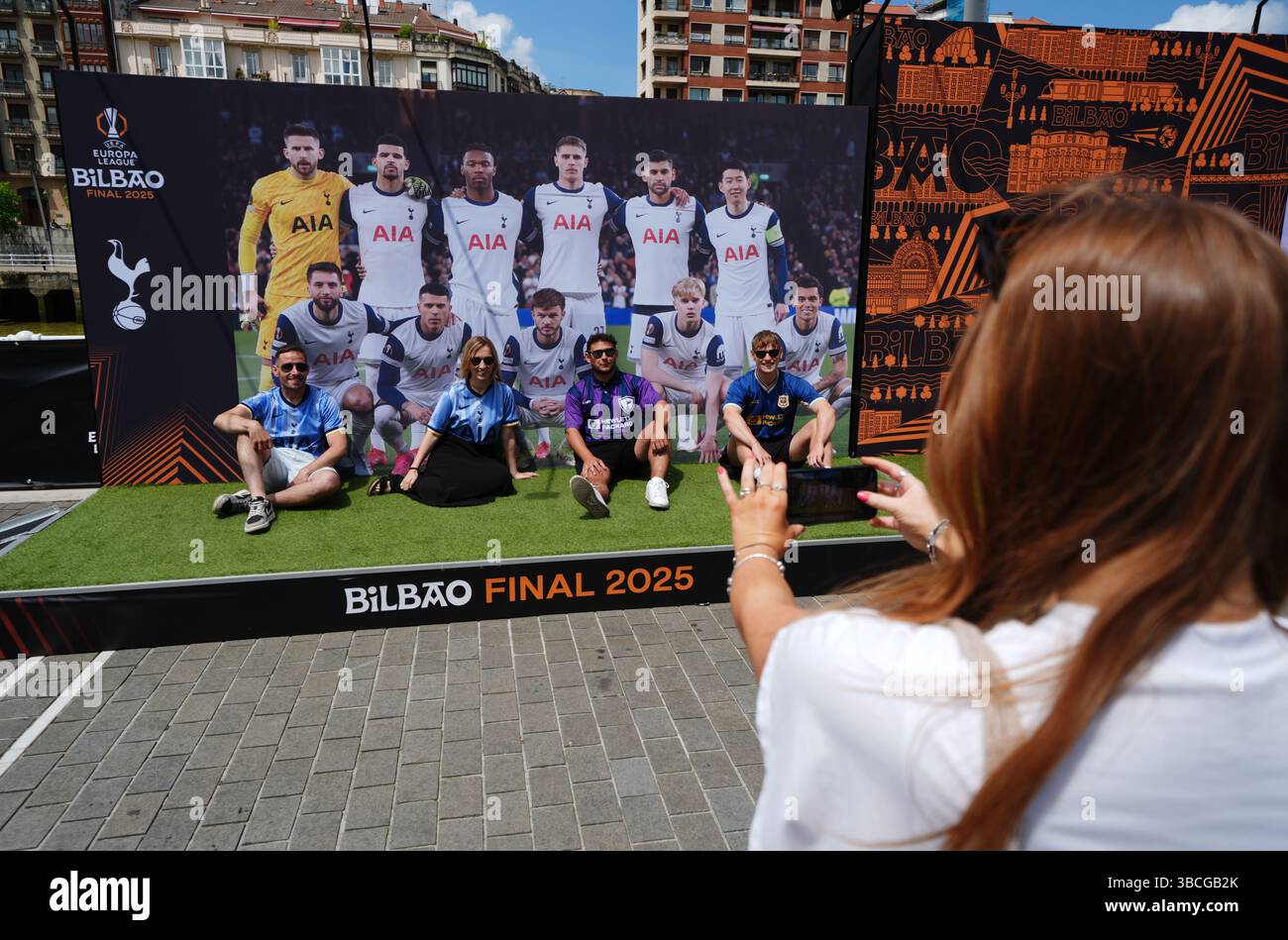 Tottenham fans at the Fan Park in Bilbao, Spain. Tottenham Hotspur play ...
