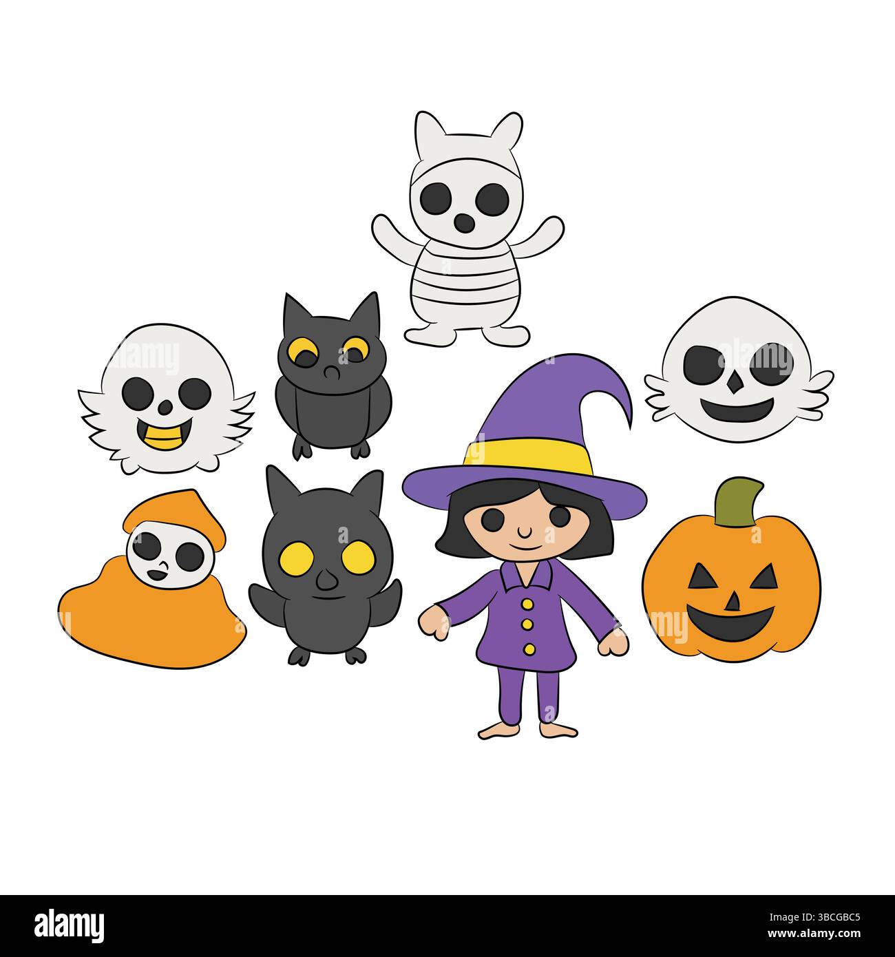 Halloween ghost bat pumpkin Cut Out Stock Images & Pictures - Alamy