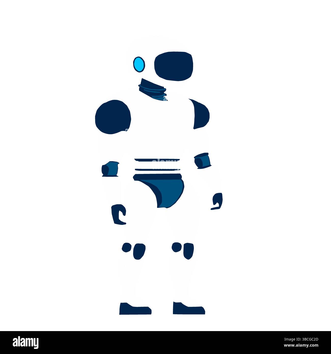 Vector illustration of a stylized robot for technology concepts. On a ...