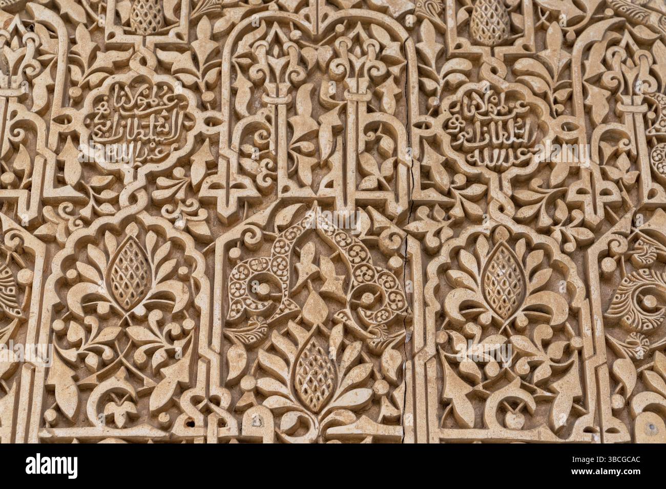 Granada, Spain - 5 February, 2021: close up view of detailed carving ...