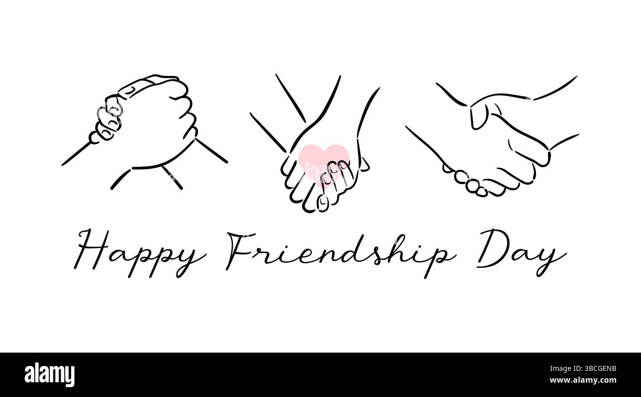 Happy Friendship Day. A vector illustration depicting two diverse hands ...