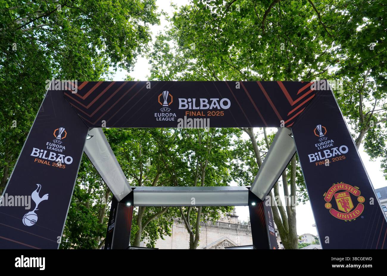 A general view of the fan park in Bilbao, Spain. Tottenham Hotspur play ...