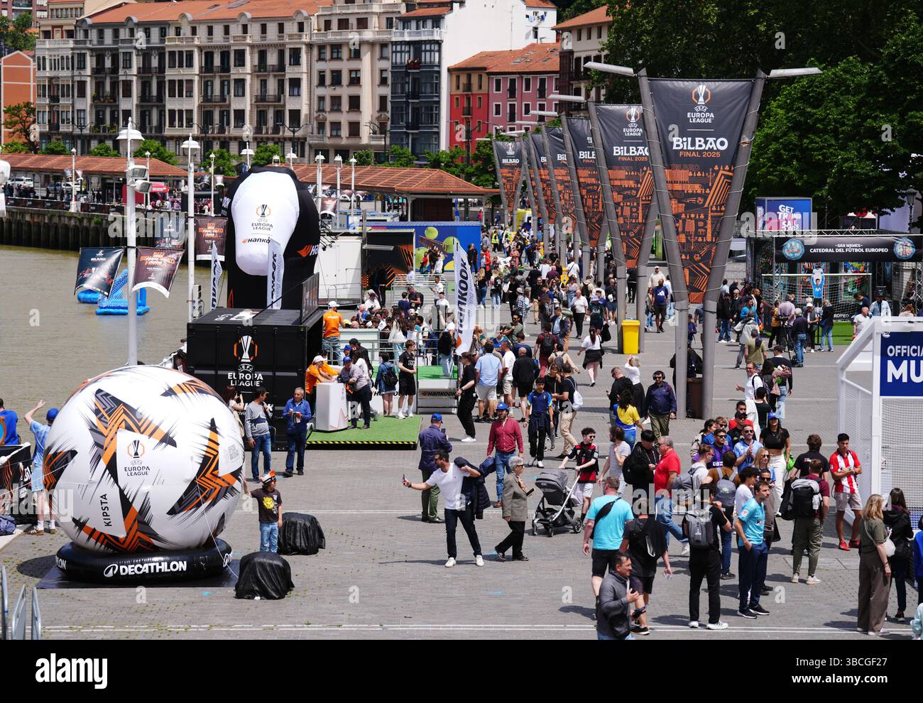 A general view of the fan park in Bilbao, Spain. Tottenham Hotspur play ...
