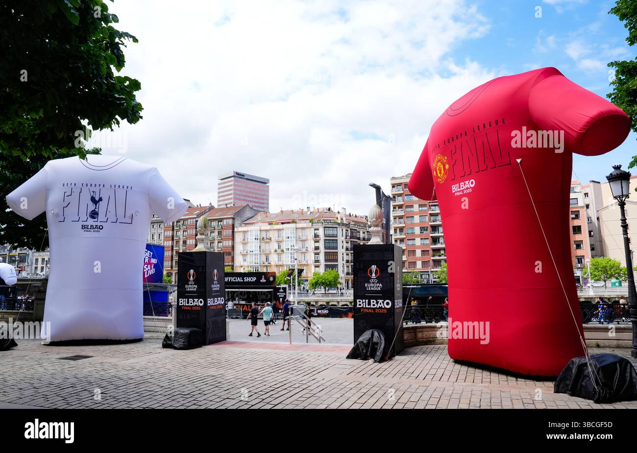 A general view of the entrance to the fan park in Bilbao, Spain ...