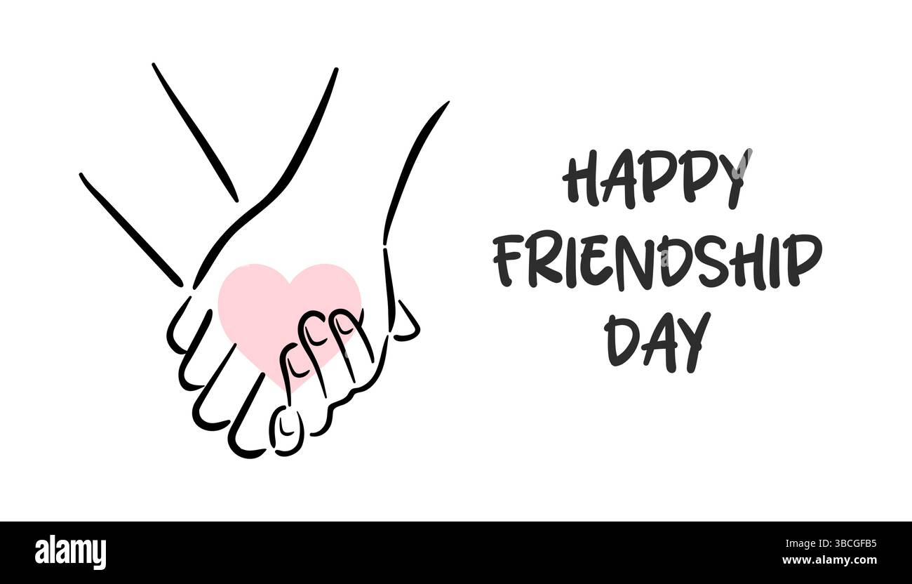 Happy Friendship Day. A vector illustration depicting two diverse hands ...
