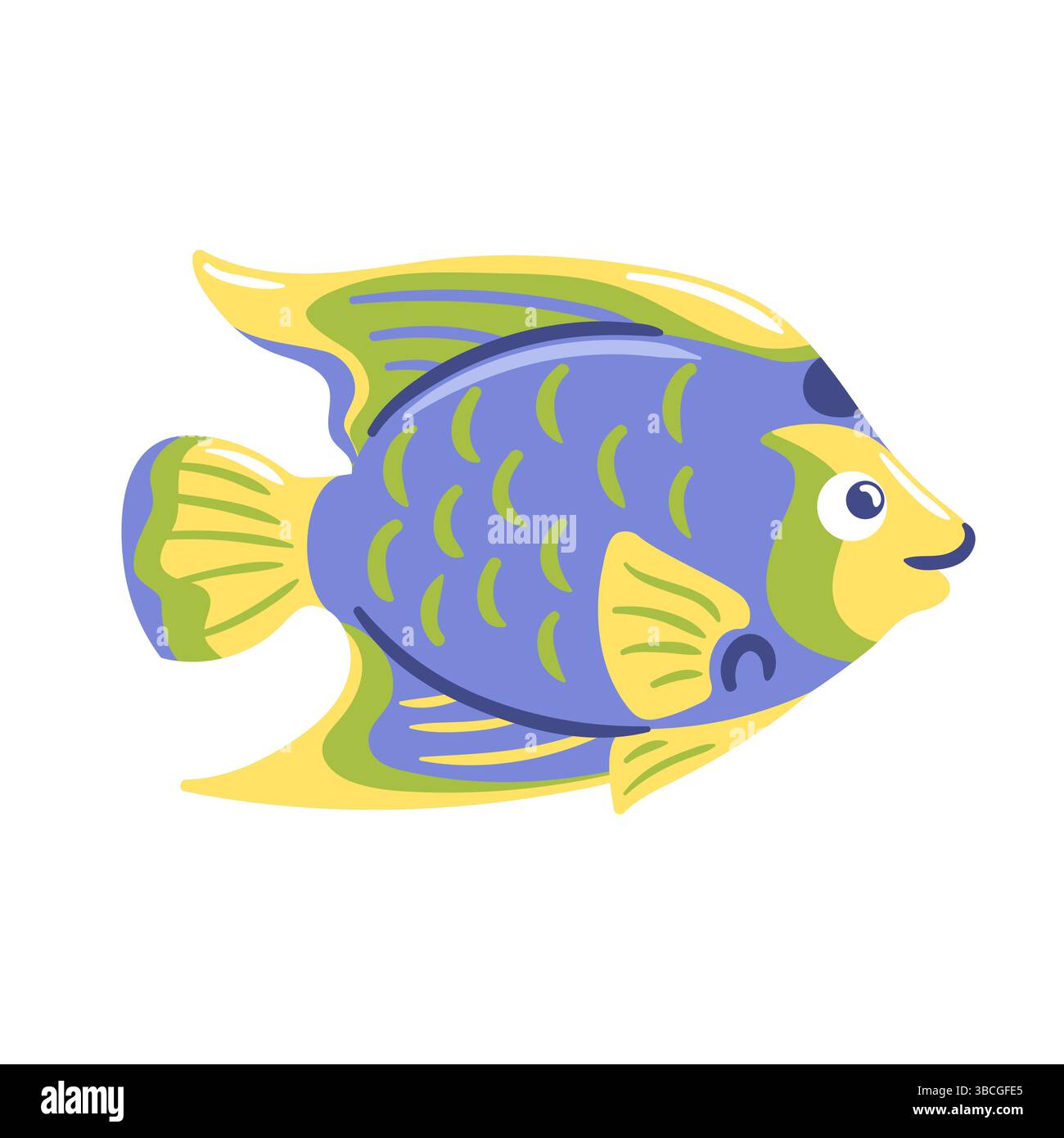 vector illustration depicts a stunning queen angelfish, showcasing its ...
