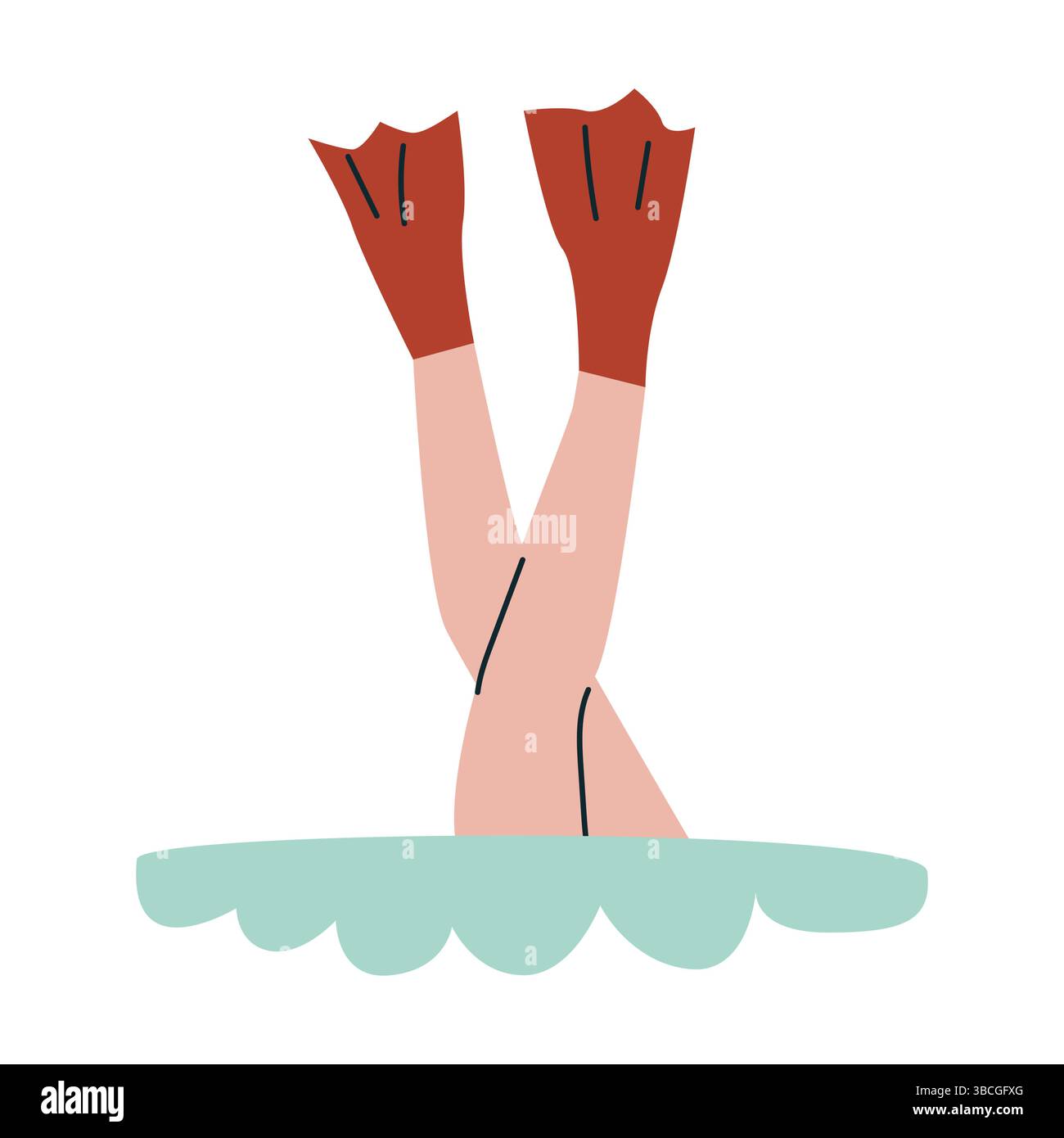 Playful swimming with red flippers in blue water Stock Vector Image ...