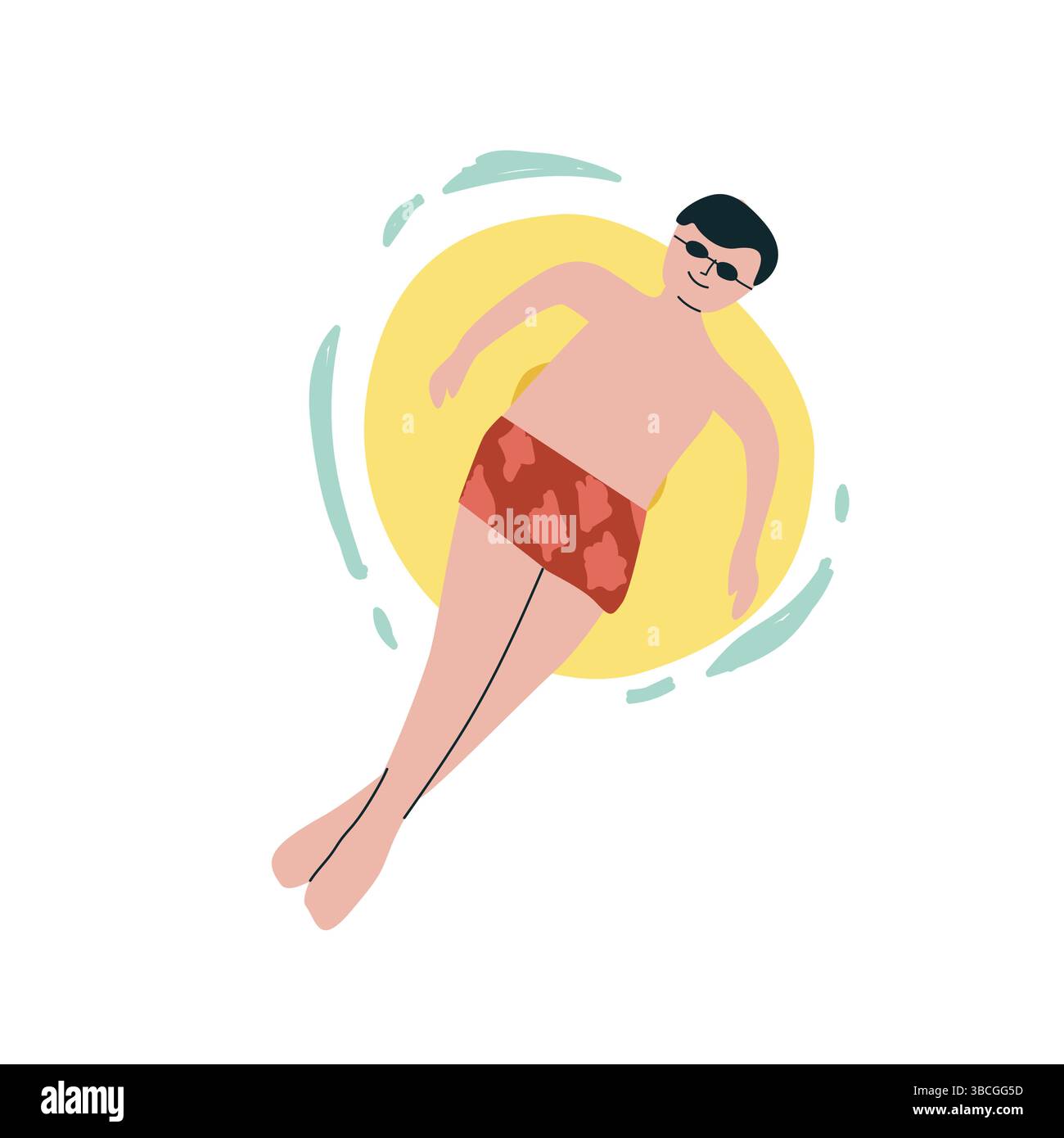 Cartoon male sunbathing relaxation on yellow beach towel Stock Vector ...