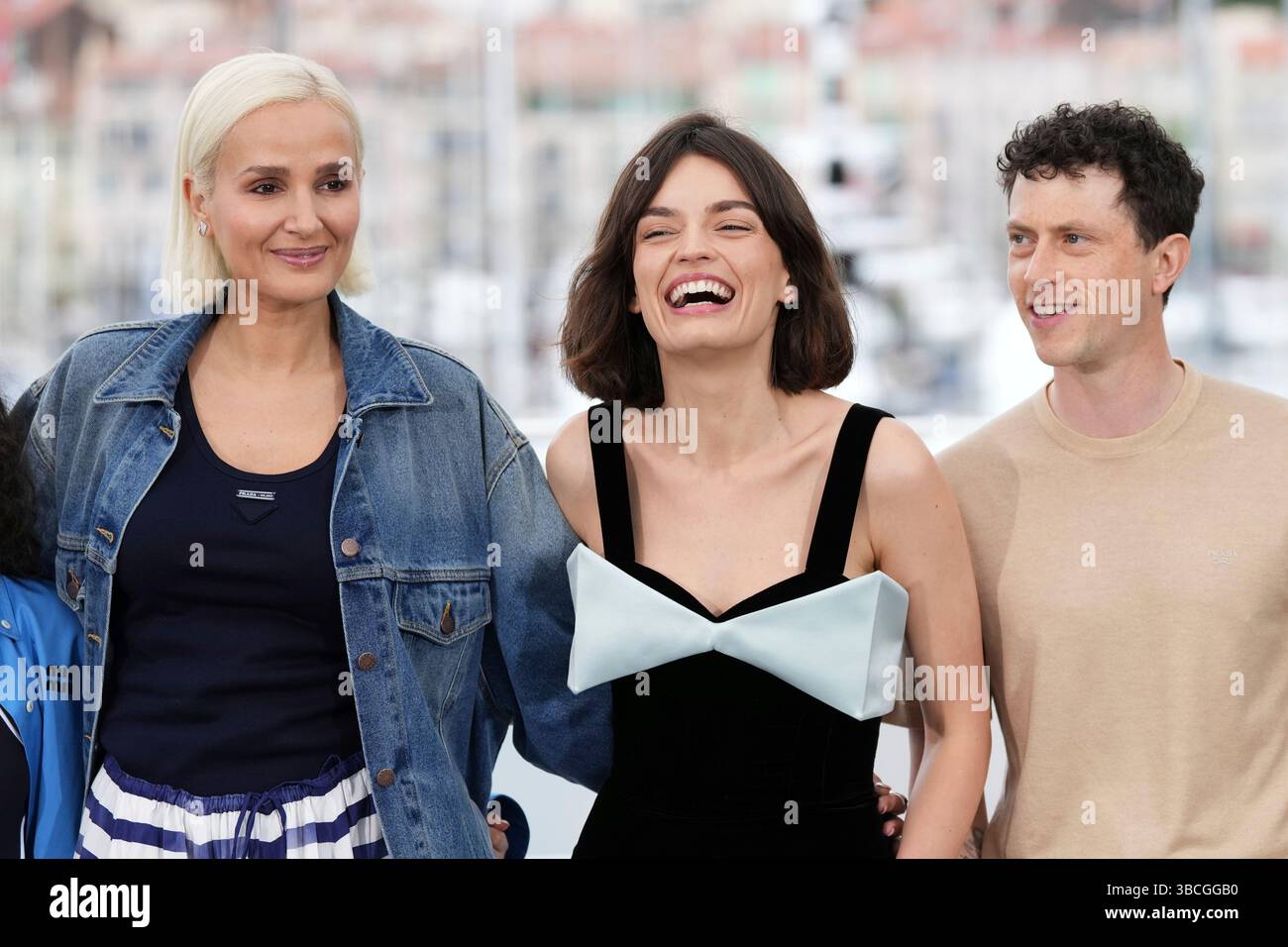 Director Julia Ducournau, from left, Emma Mackey and Finnegan Oldfield ...