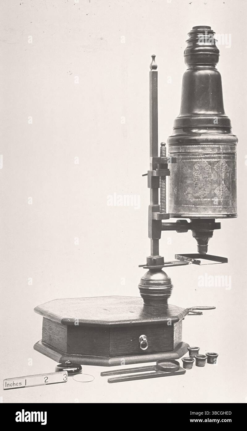 Microscopy General view- Early Microscope with various attachments ...