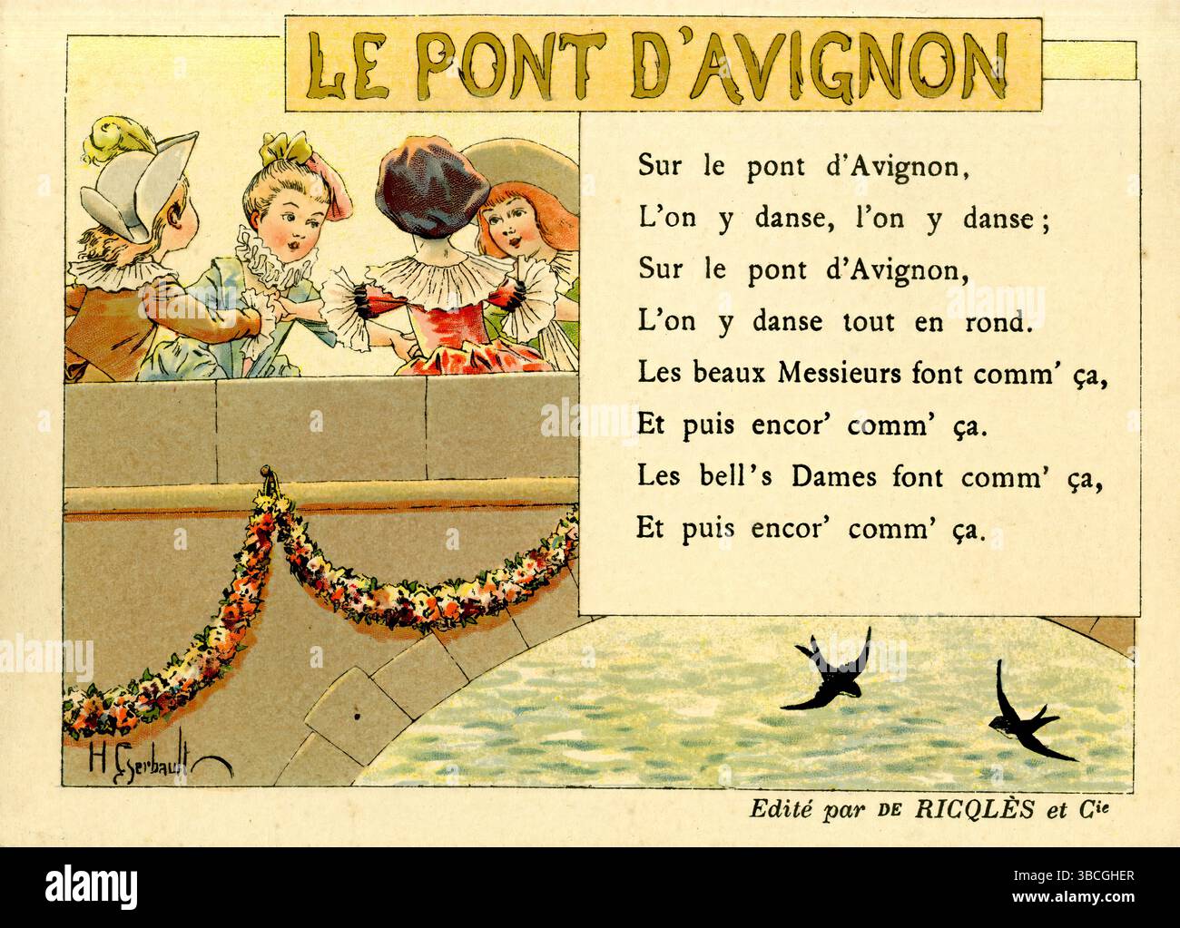 Le Pont d'Avignon Avignon Bridge - Vintage Ricqlès 19th century advert ...