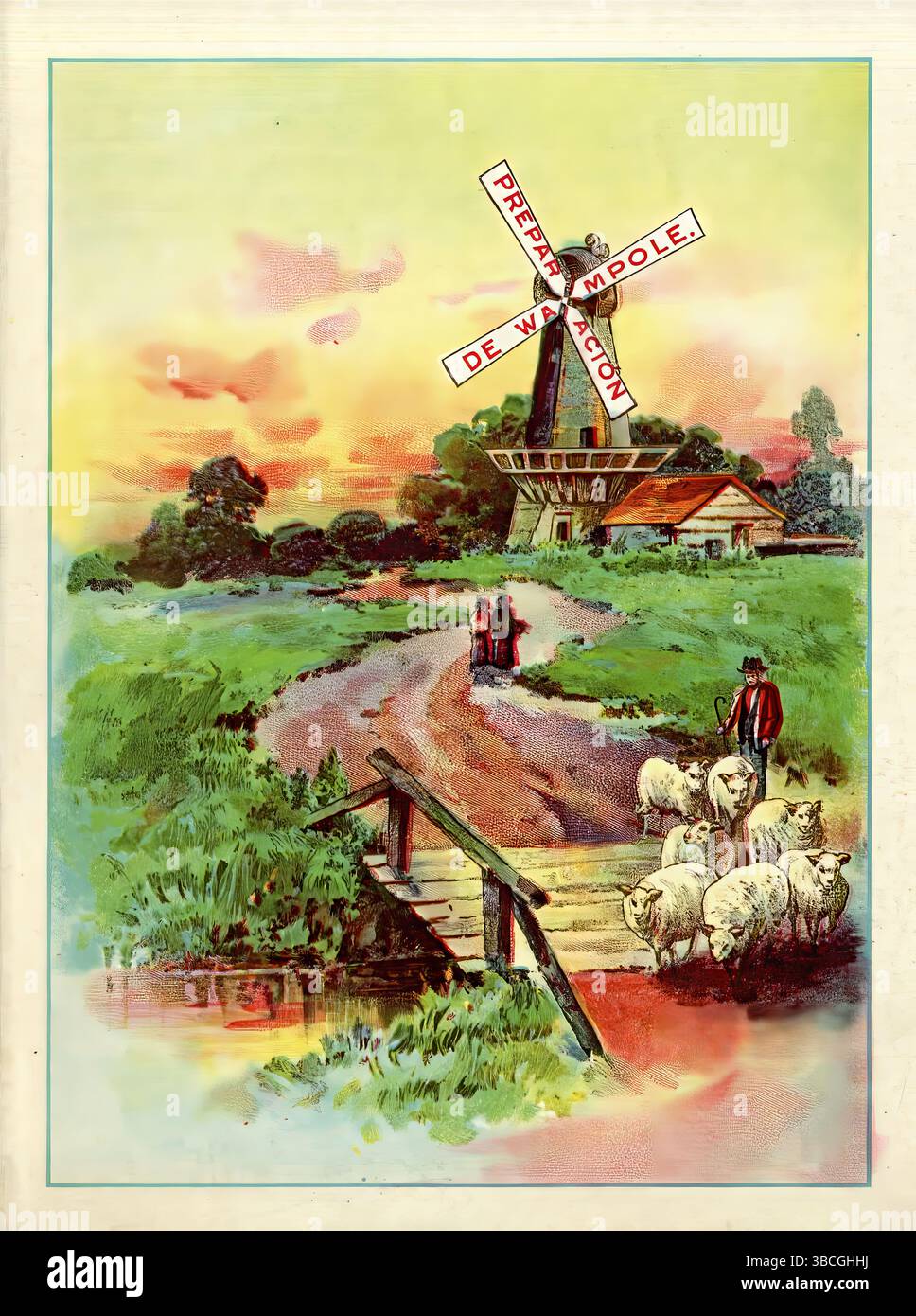 Preparación De Wampole Wampole Preparation Windmill - Vintage 19th century advert Stock Photo ...