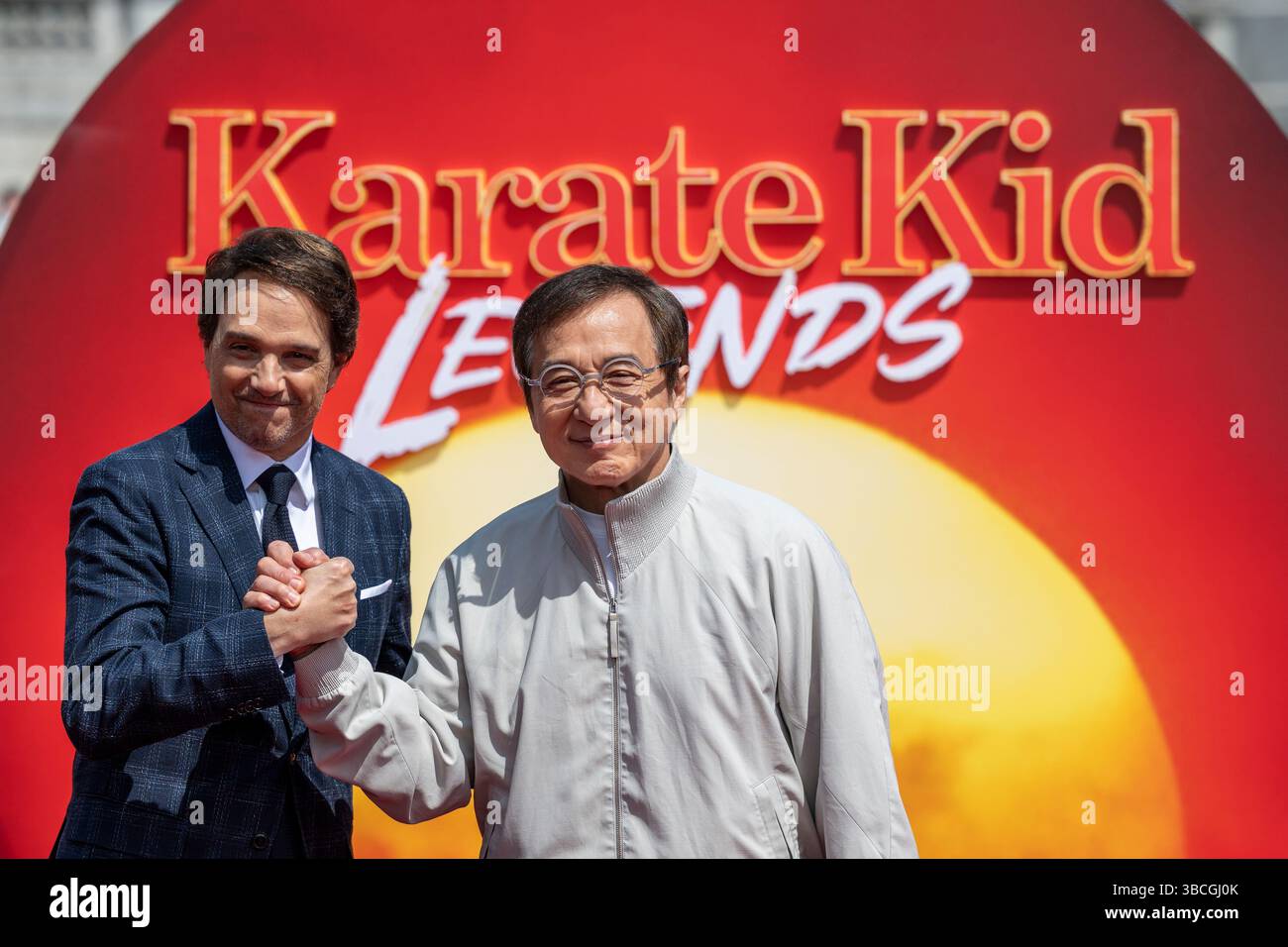 London, UK. 20 May 2025. Ralph Macchio and Jackie Chan at the photocall ...