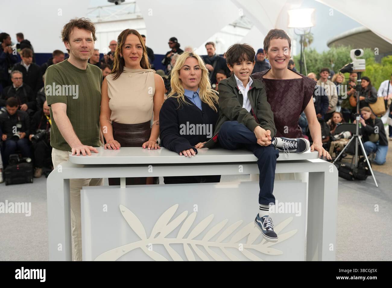 Antoine Reinartz, from left, Monia Chokri, director Anna Cazenave ...