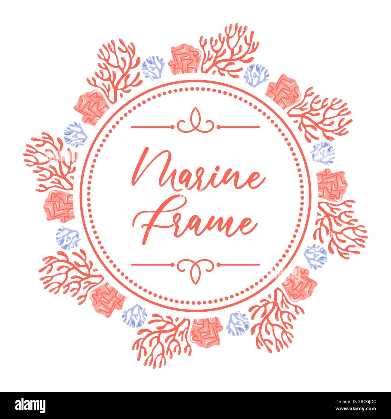 A vibrant vector illustration featuring a detailed coral frame ...