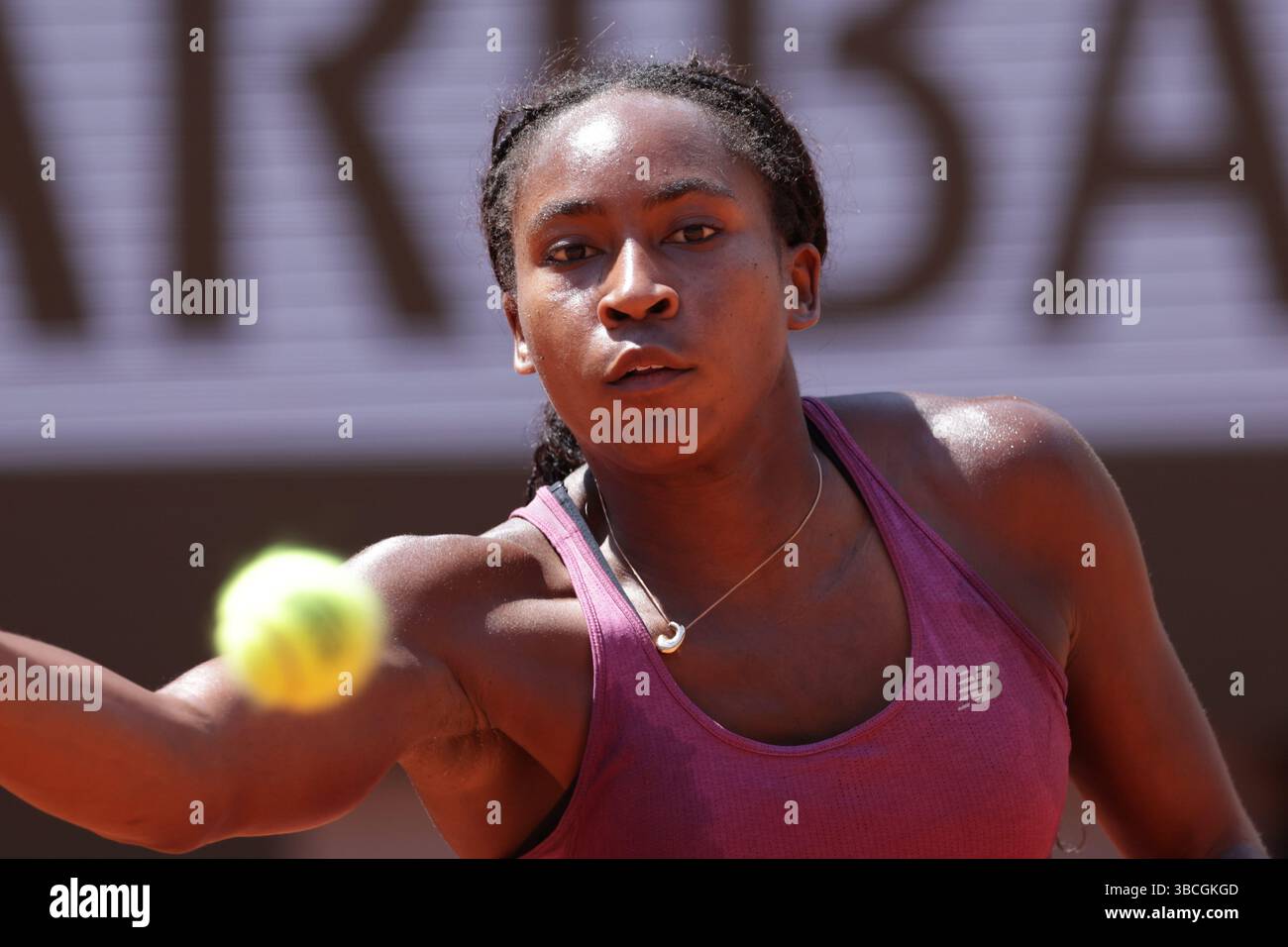 Coco Gauff of the United States training during the qualifying of the ...