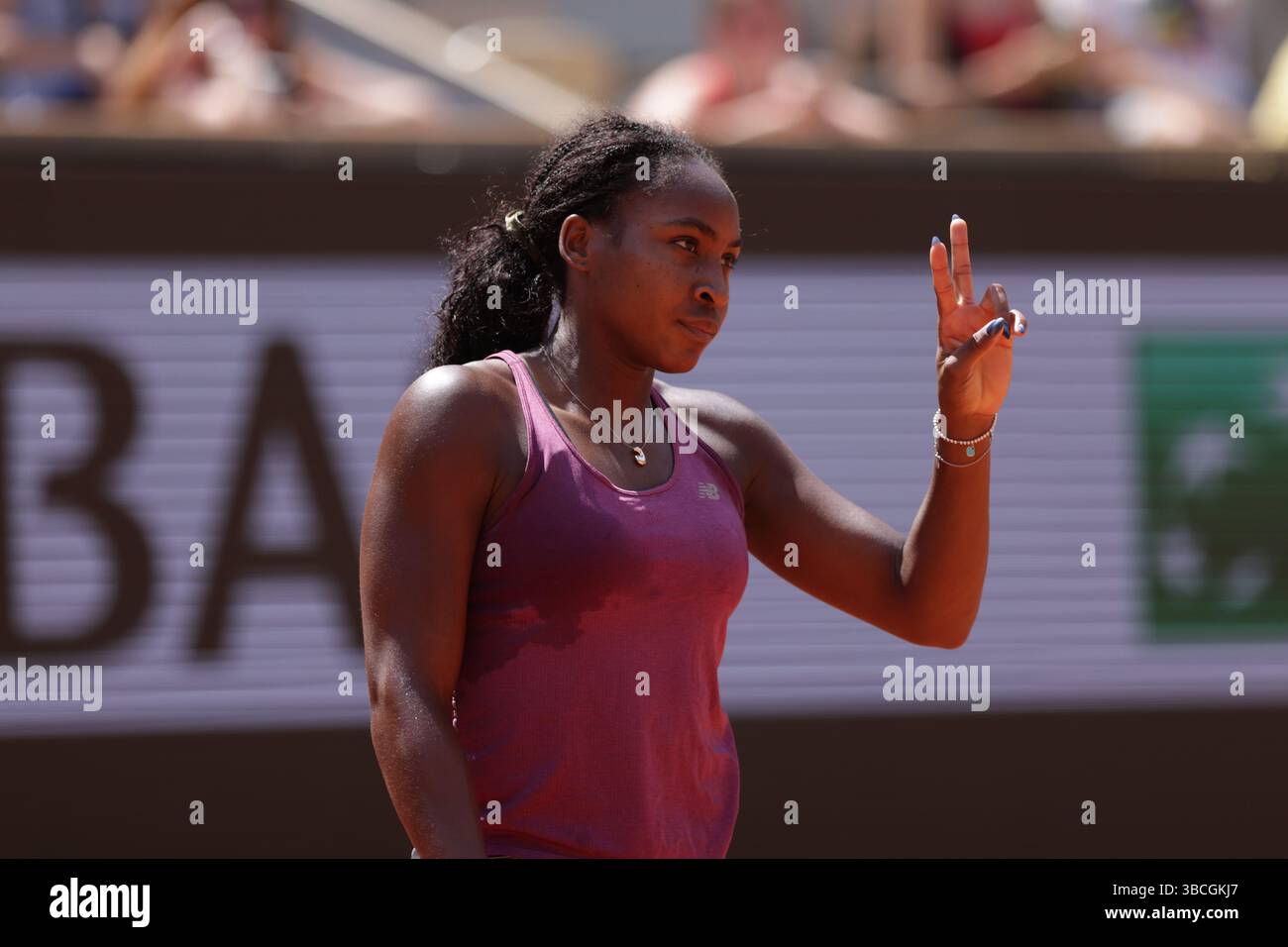 Coco Gauff of the United States training during the qualifying of the ...