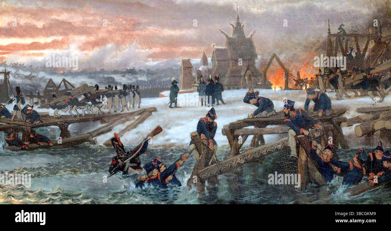 Pontonniers under the orders of Captain Benthien at work on the ...