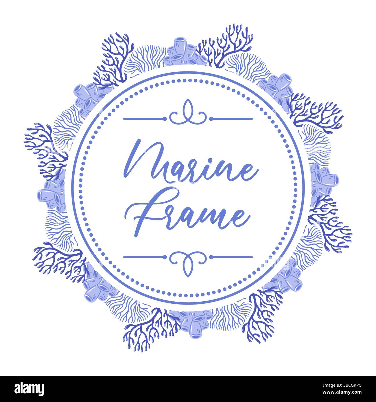 This vector illustration features a stunning round frame made of ...