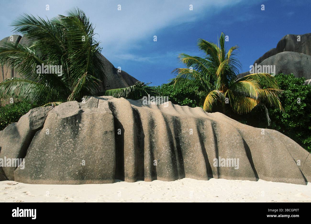 Beach with granite rocks, Anse Source d'Argent, La Digue Island, Indian ...
