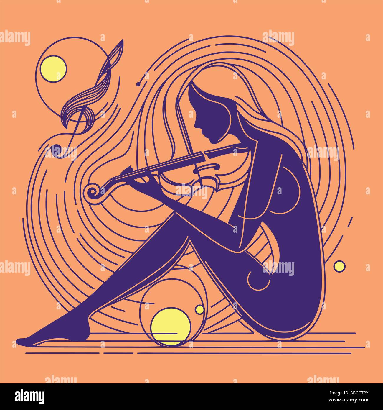 Dynamic Musical Abstract: Sound Waves and Notes. Vibrant digital ...
