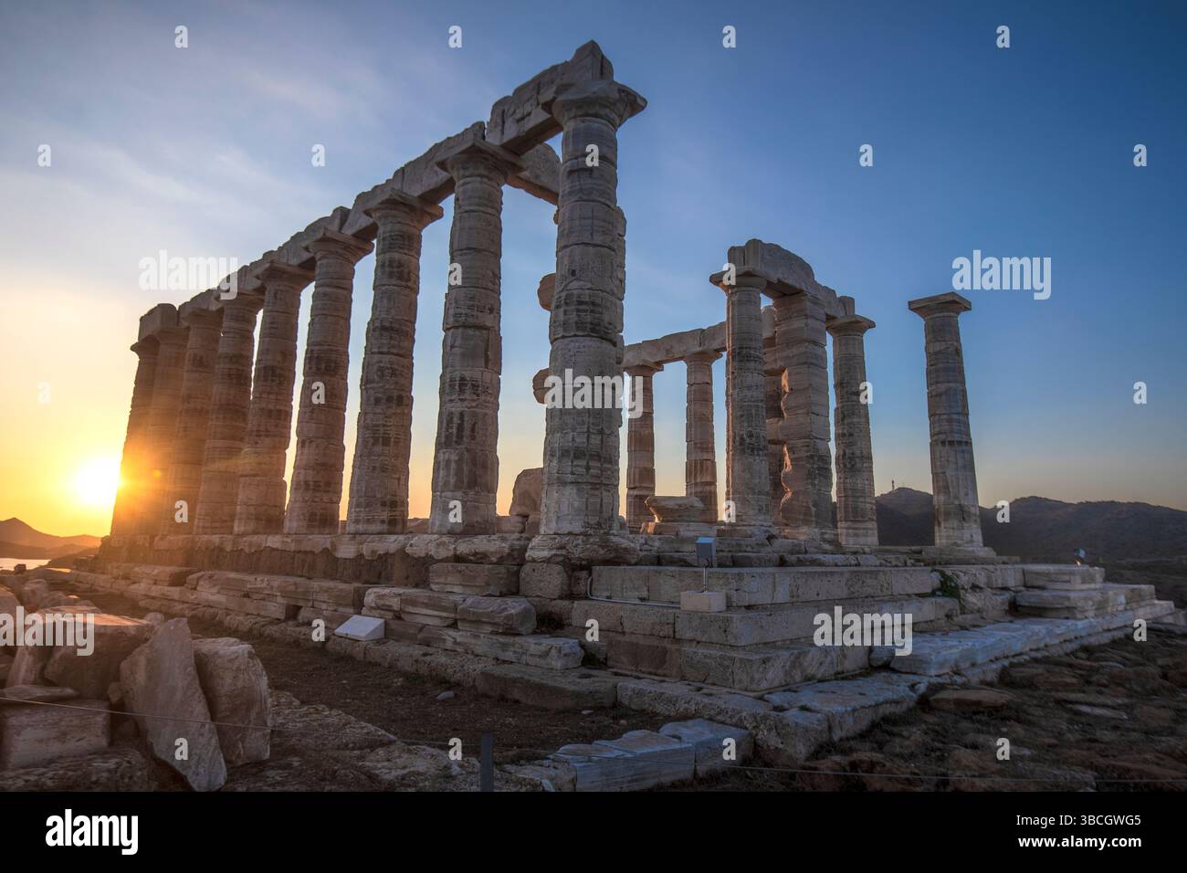 Cape Sounion: Sunset at the Temple of Poseidon. Greece Stock Photo - Alamy