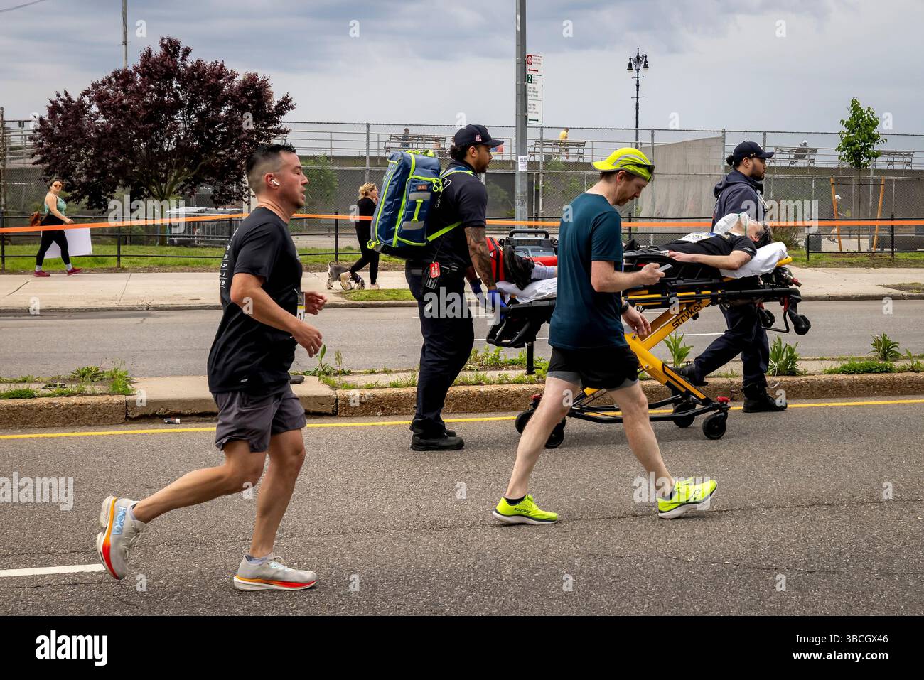 NEW YORK, NEW YORK - May 17: A Brooklyn half marathon runner is ...