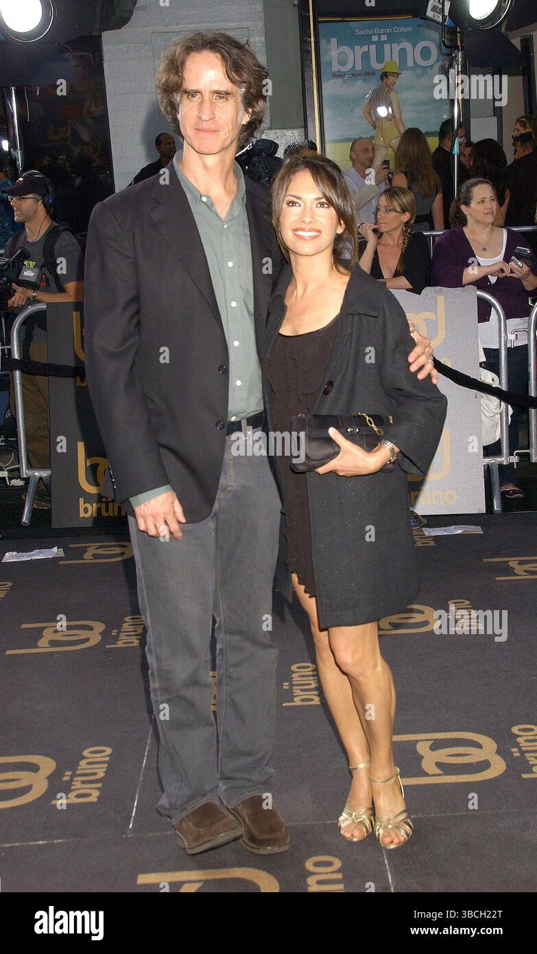Jay Roach and wife Susanna Hoffs of the Bangles at the premiere of "Bruno" held at Grauman's ...