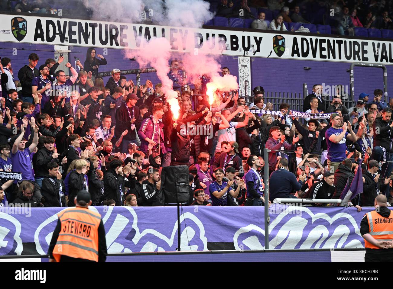 Anderlecht, Belgium. 18th May, 2025. fans and supporters of Anderlecht ...