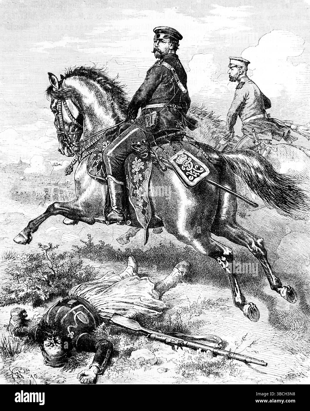 Prince Friedrich Karl of Prussia on horseback, commander-in-chief, army ...