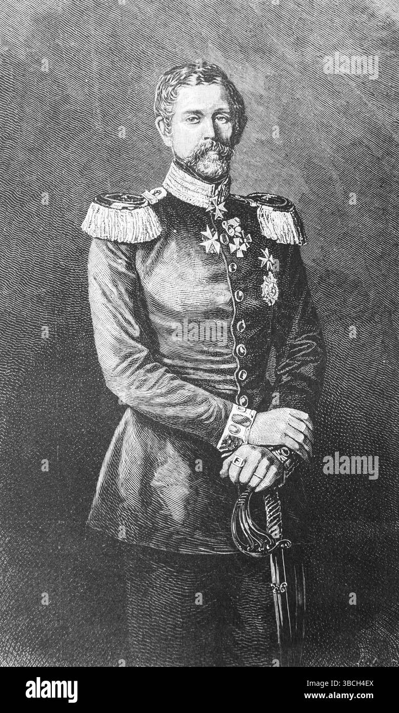 Portrait of the standing Helmuth von Moltke in uniform, since 1833 ...