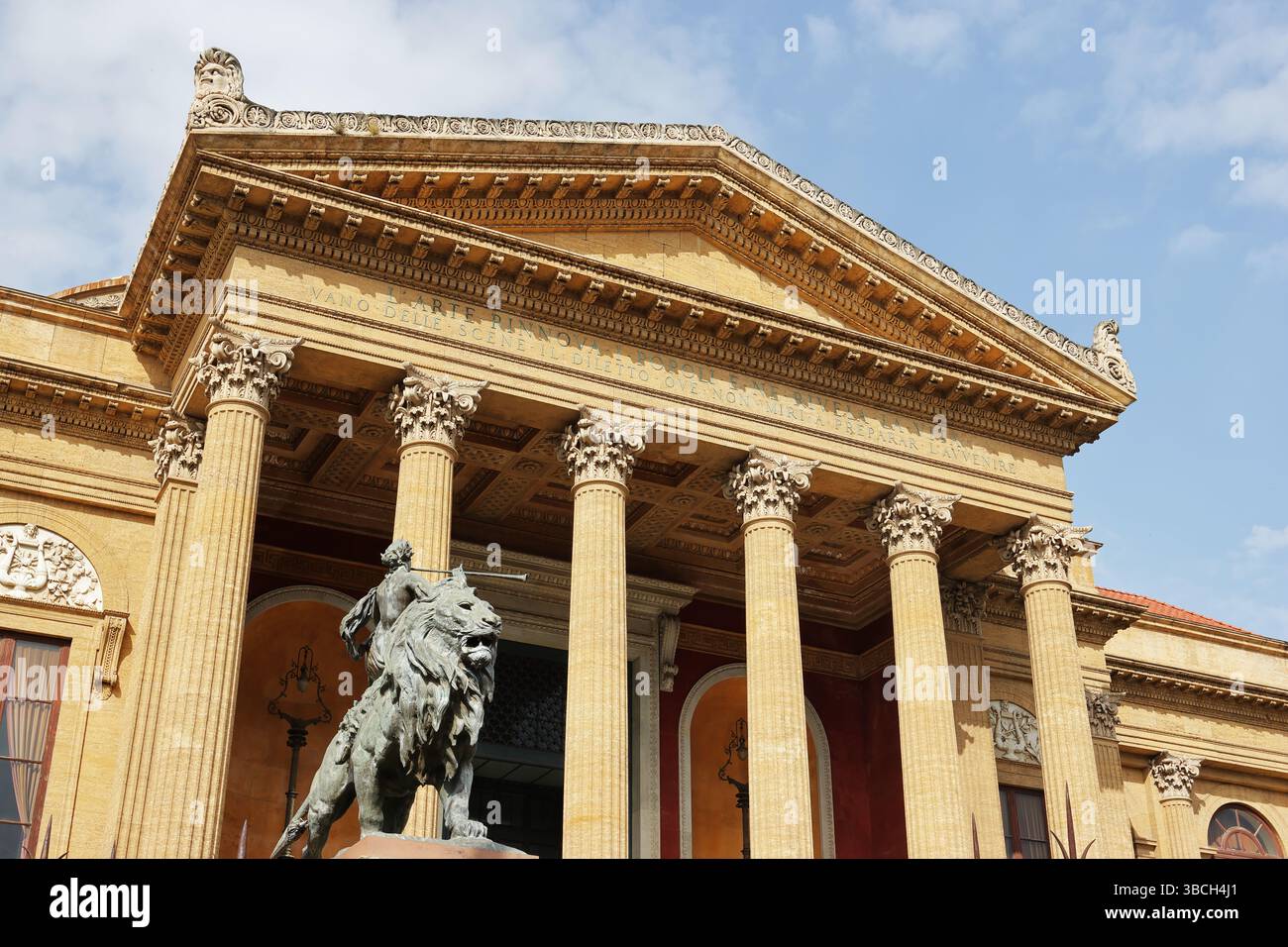 Exterior architectural details of Teatro Massimo opera house and it ...