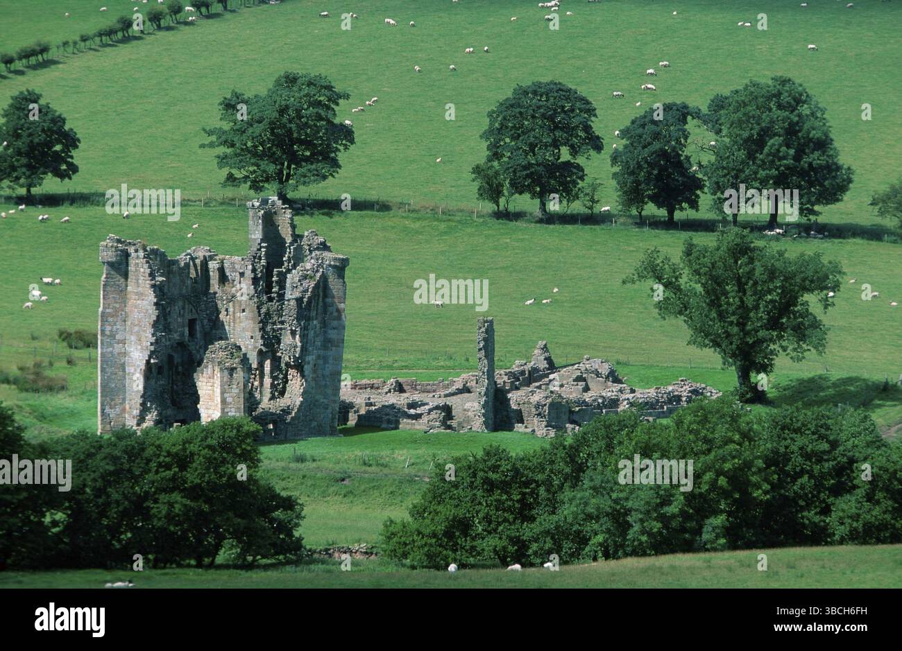 Castle Ruins beside Rothbury, Northumbria, North England, landscapes ...