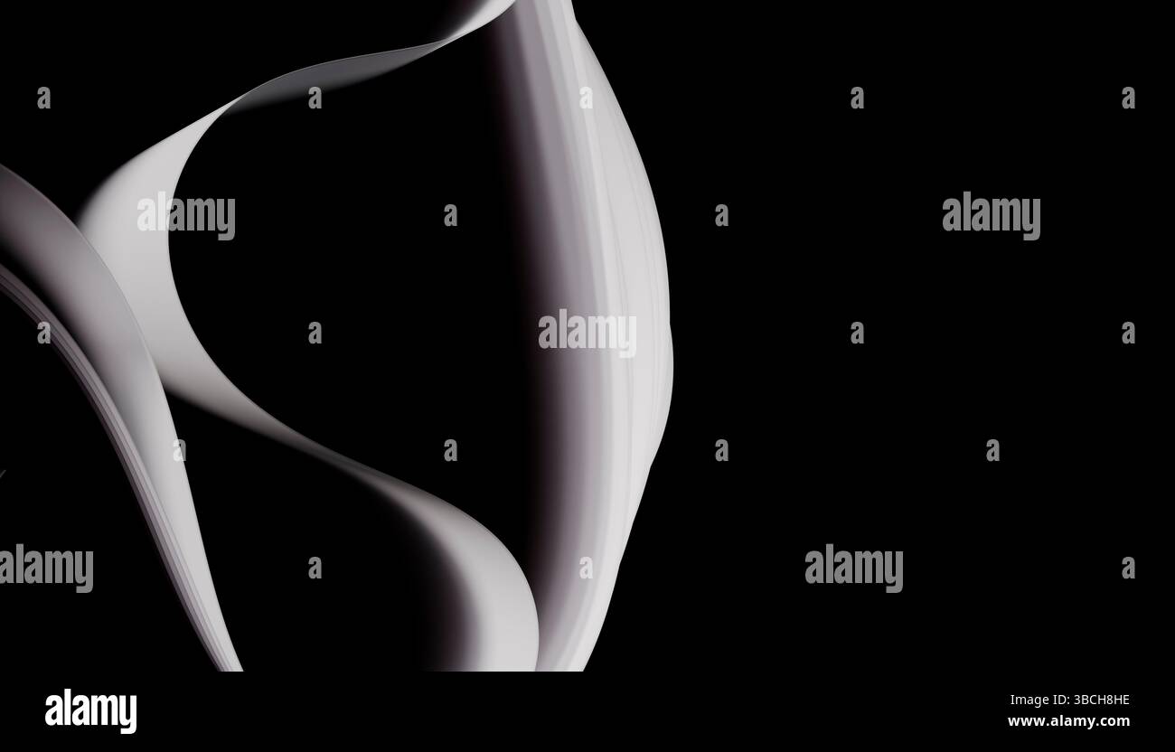 Abstract curved lines create a dynamic composition against a black ...