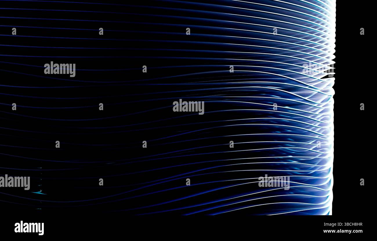 Glowing layered structure with smooth curves on a dark background ...